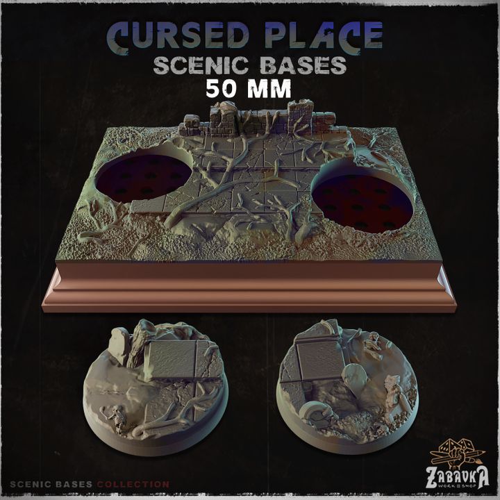3D Printable Cursed Place - Scenic Bases (Small Set) by Zabavka Workshop
